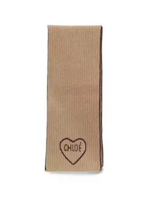 Chloé Heart-embroidered Scarf - Neutrals