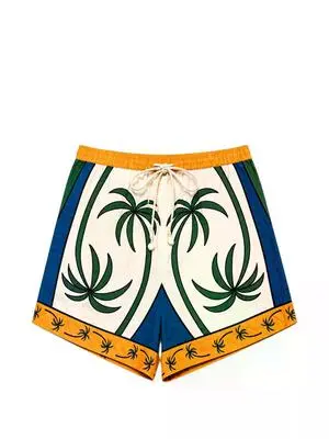 Farm Rio Tropical-graphic Drawstring Shorts - Neutrals