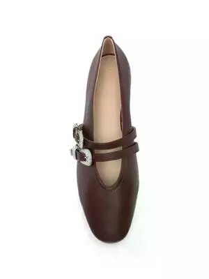 Le Monde Beryl Claudia Buckled Leather Ballet Flats - Red