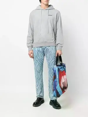 Off-White Organic Cotton Logo Embroidered Hoodie