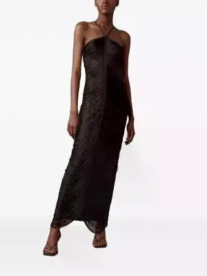 ELDORADO Fringe-trimmed Halterneck Maxi Dress