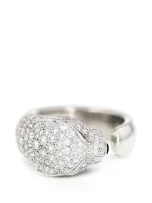 Cartier 2019 Panthère Diamond And Emerald Ring - Silver