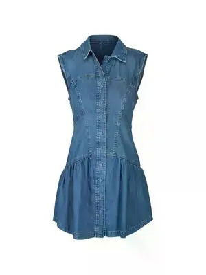 FRAME Sleeveless Ruffled Mini Dress - Blue