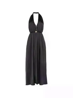 Maje Halterneck Belted Midi Dress - Blue