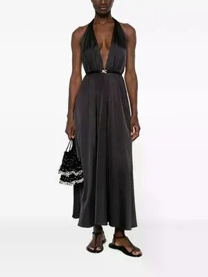 Maje Halterneck Belted Midi Dress
