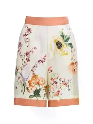 Elie Saab Floral-print Silk Shorts