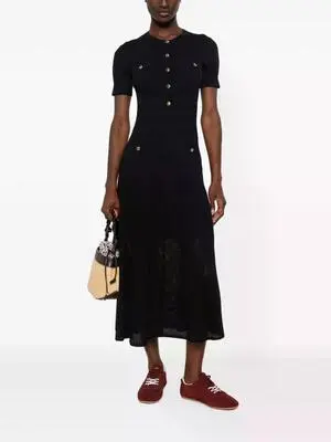 Maje Ribbed-knit Button-up Midi Dress