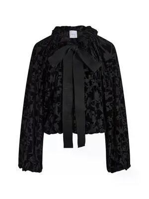 PATOU Bow-detail Devoré Top - Black