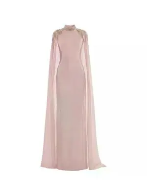 SAIID KOBEISY Embellished Cape-sleeve Maxi Dress