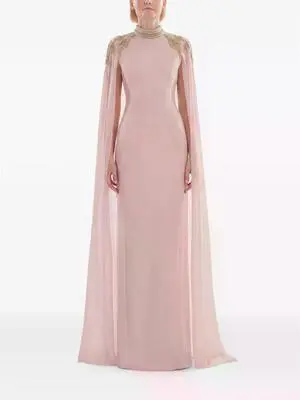 SAIID KOBEISY Embellished Cape-sleeve Maxi Dress