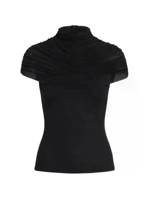AXEL 113 Grace Mesh-panel Ruched Top - Black