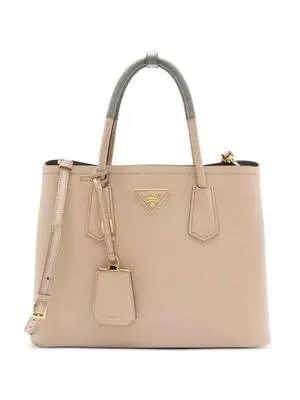 Prada Saffiano Cuir Double Tote Bag Pink