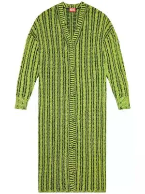 DIESEL® M-panagia Cable-knit Chenille Maxi Cardigan - Green