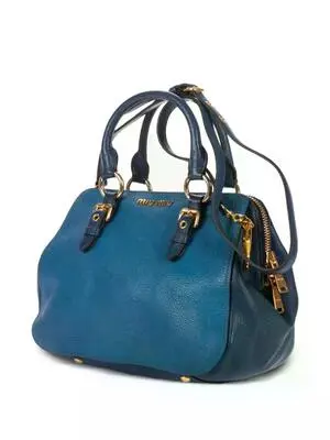 Miu Miu Madras Buckled-handles Tote Bag