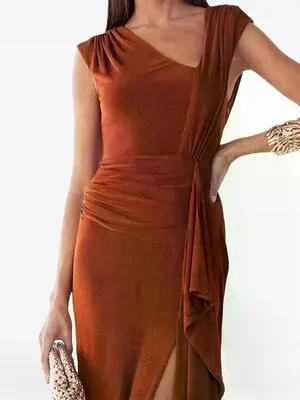 BWLDR Ruched Asymmetric Maxi Dress