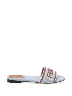 Fendi Sunshine Logo-patch Denim Sandals - Blue