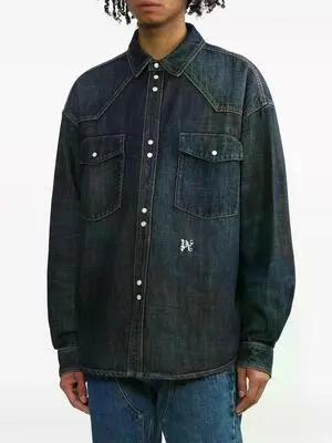 Palm Angels Logo-embroidered Denim Shirt