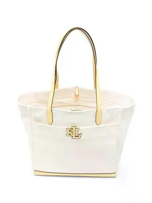 Ralph Lauren Large Canvas Tote Bag With Logo Plaque - Neutrals