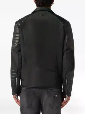 Philipp Plein Nylon Biker Jacket Eco-leather Inserts