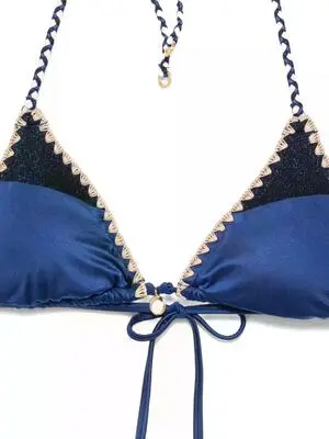 BANANA MOON Crochet-trimmed Glitter Detail Bikini Top