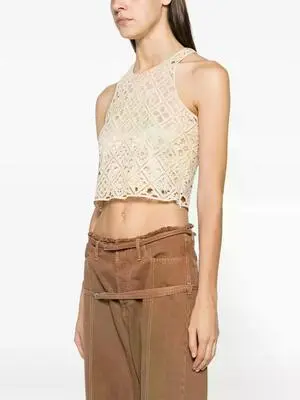 Off-White Crochet-knit Cropped Tank Ntop - Neutrals