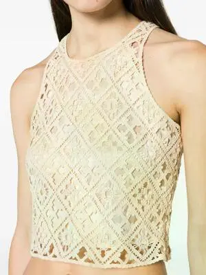 Off-White Crochet-knit Cropped Tank Ntop - Neutrals