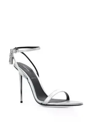 TOM FORD Padlock-embellished Metallic-effect Sandals - Silver