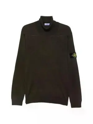 Stone Island Logo-patch Roll-neck Sweater - Brown