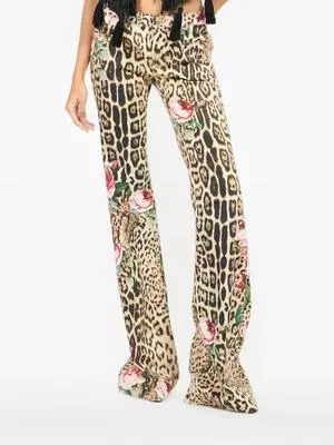Roberto Cavalli Jaguar-print Floral-print Trousers