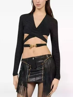 Roberto Cavalli Snake-plaque Wrap-around Top