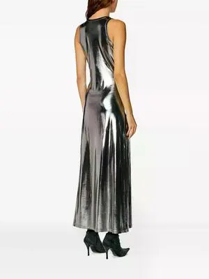 DIESEL® Logo-patch Lurex Maxi Dress - Silver