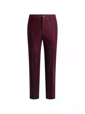 Etro Trousers In Mélange-effect Wool-blend Fabric - Red