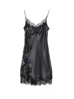 Carine Gilson Lace-trim Silk Nightdress - Blue