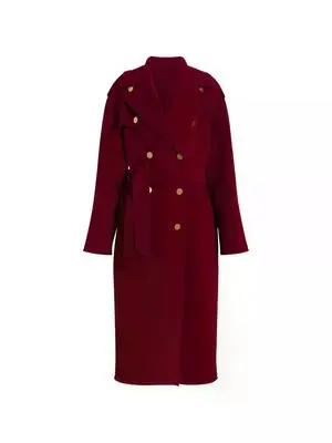 Alberta Ferretti Double-breasted Belted Wool Coat - Red