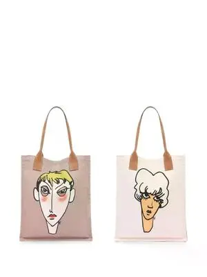 ODEEH Graphic-print Tote Bag - Neutrals
