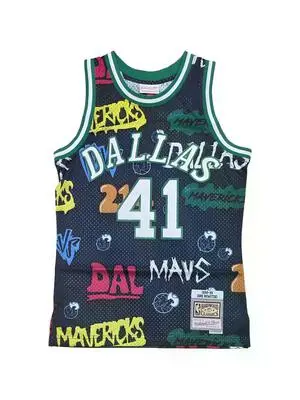Mitchell & Ness Swingman Graffiti-print Jersey - Black
