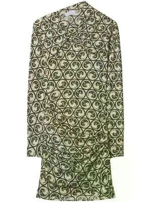 Off-White Moon-print Gathered Asymmetric Dress - Neutrals