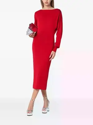 P.a.r.o.s.h Boat-neck Long-sleeve Midi Dress