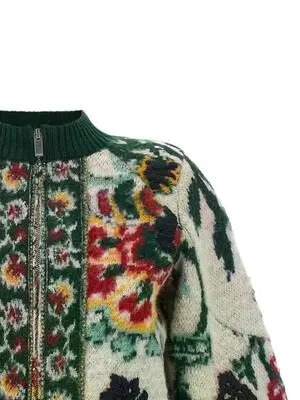 Sacai Floral-jacquard Cropped Jacket