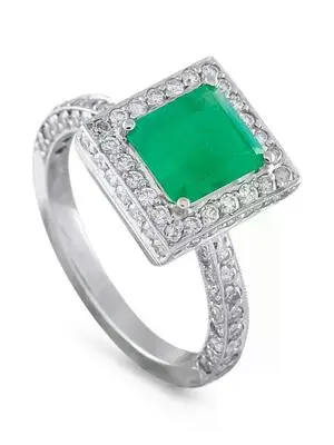 LB EXCLUSIVE Emerald And Diamond Ring - Silver