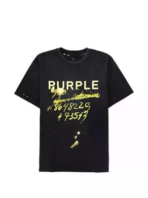 PURPLE BRAND Distressed Logo-print T-shirt - Black