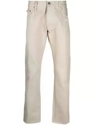 Off-White Logo-print Straight-leg Jeans - Neutrals