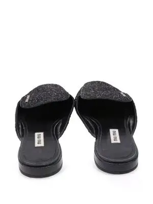 Miu Miu Glittered Leather Mules