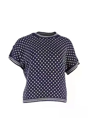 Loro Piana Intarsia-knit Heart-print Top - Blue