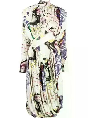 Stella McCartney All-over Graphic-print Dress - Neutrals
