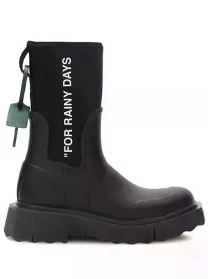 Off-White Sponge Logo-print Rain Boots - Black