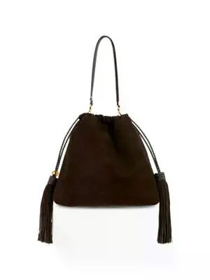 Etro Medium Suede Kalispera Bag With Patch And Tassels