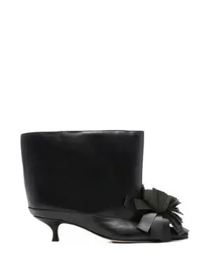 A.W.A.K.E. Mode Flower-detail Leather Ankle Boots - Black