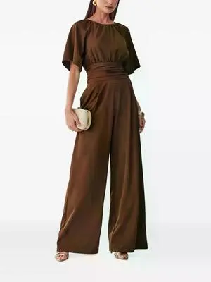 WILLA Gathered Wide-leg Jumpsuit - Brown