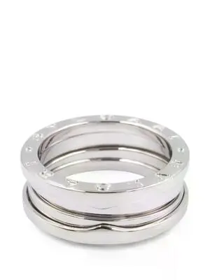 BVLGARI 2010s B-zero1 Engraved-logo Ring - Silver